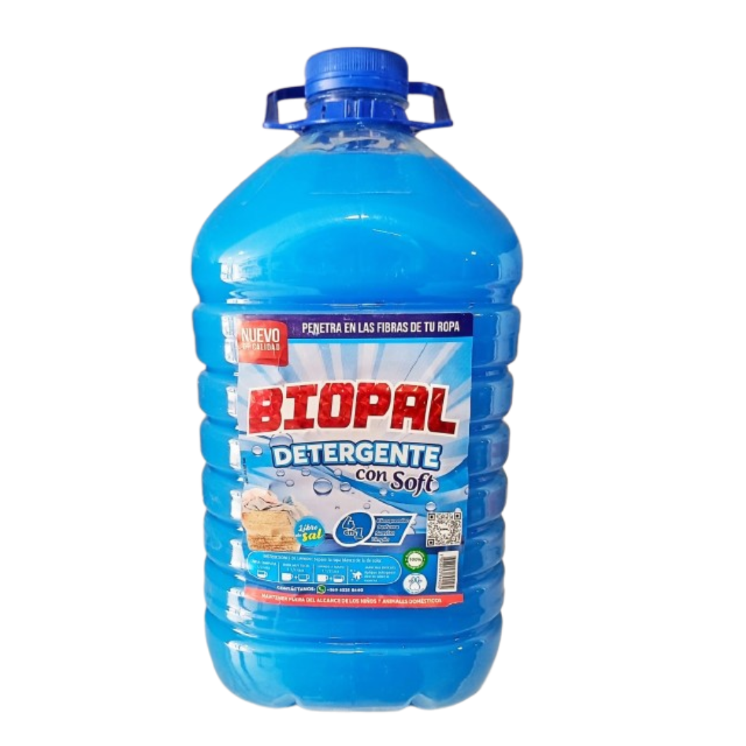 DETERGENTE LIQUIDO BIOPAL CON SOFT CELESTE 5 LITROS – Finkel